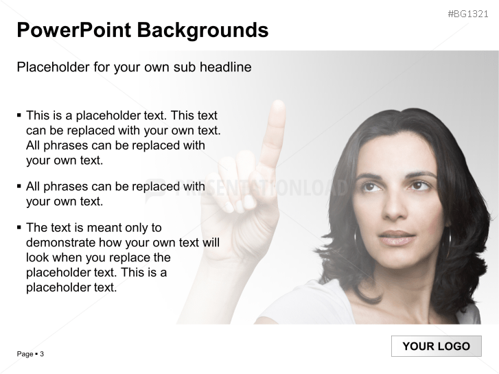 Woman pointing | PowerPoint Templates | PresentationLoad