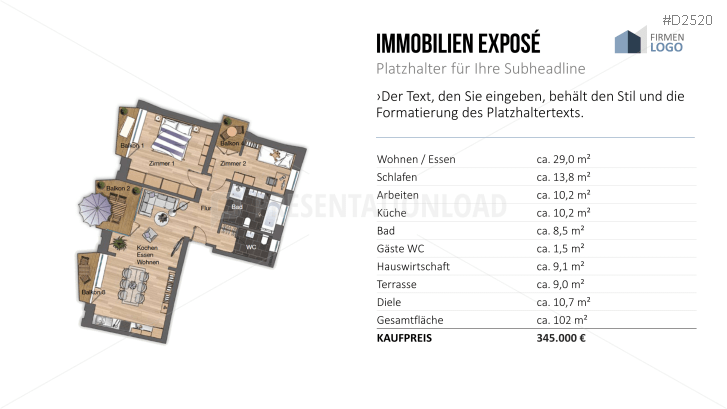 Immobilien Exposé Vorlagen | PowerPoint Vorlage | PresentationLoad