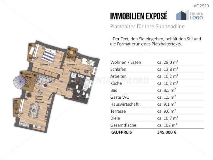 Immobilien Exposé Vorlagen | PowerPoint Vorlage | PresentationLoad