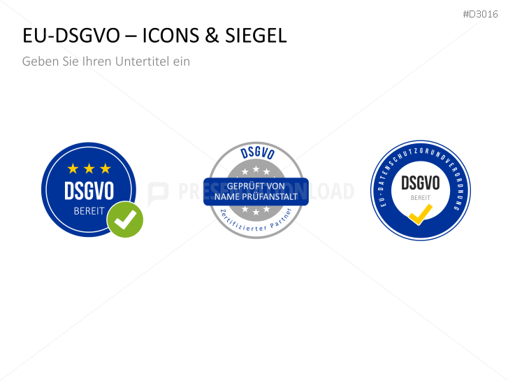 EU-DSGVO – Icons & Siegel | PowerPoint Vorlage | PresentationLoad