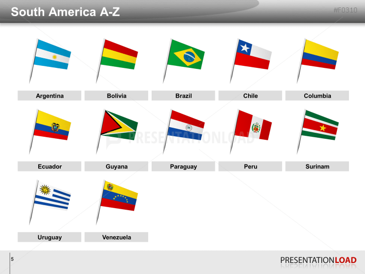 Americas Flags - on Pin | PowerPoint Templates | PresentationLoad