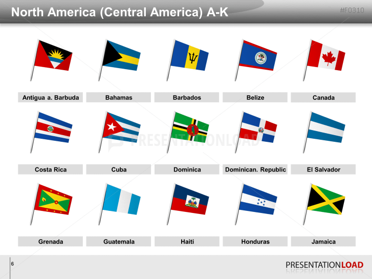 Americas Flags - on Pin | PowerPoint Templates | PresentationLoad