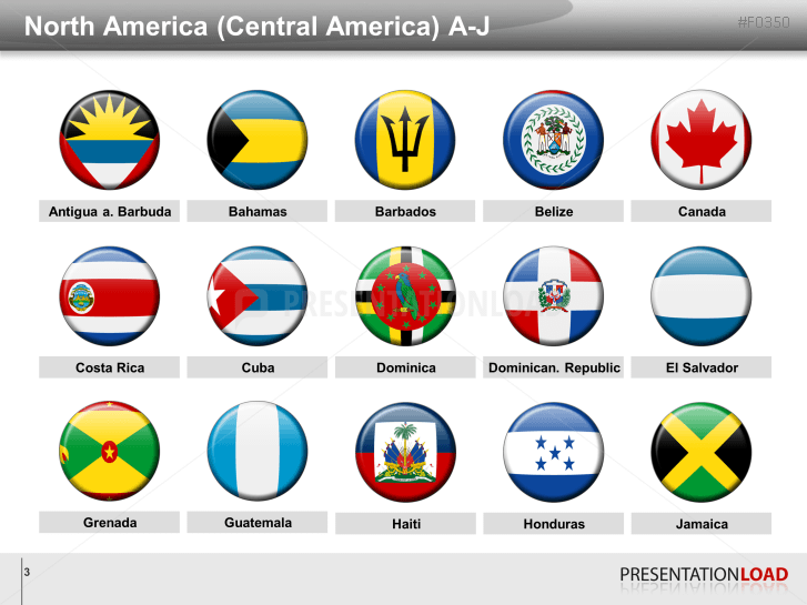 Americas Flags - Round Buttons | PowerPoint Templates | PresentationLoad