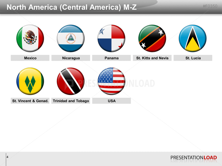 Americas Flags - Round Buttons | PowerPoint Templates | PresentationLoad