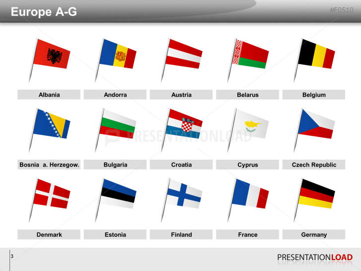 Europe Flags - Flags on Pin | PowerPoint Templates | PresentationLoad