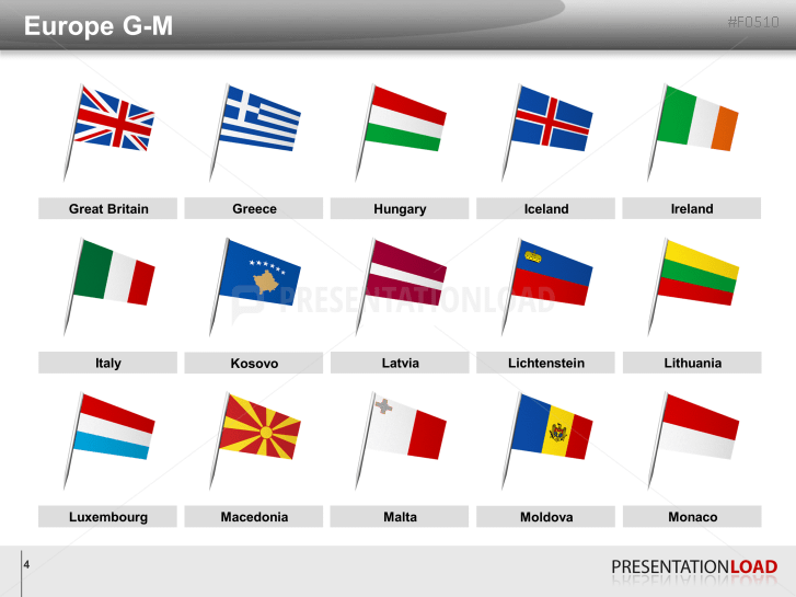 Europe Flags - Flags on Pin | PowerPoint Templates | PresentationLoad
