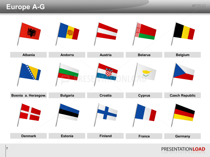 Europe Flags - Flags on Pin | PowerPoint Templates | PresentationLoad