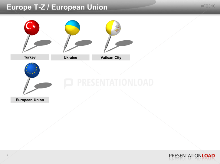 Europe Flags - Pins 3D | PowerPoint Templates | PresentationLoad