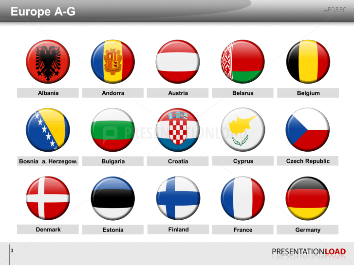 Europe Flags - Round Buttons | PowerPoint Templates | PresentationLoad