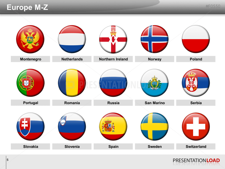 Europe Flags - Round Buttons | PowerPoint Templates | PresentationLoad