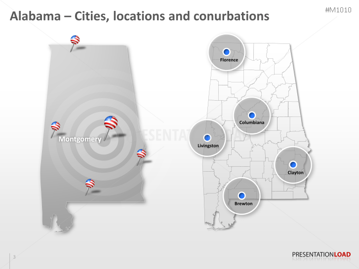 PowerPoint Map Alabama Counties (USA) | PresentationLoad