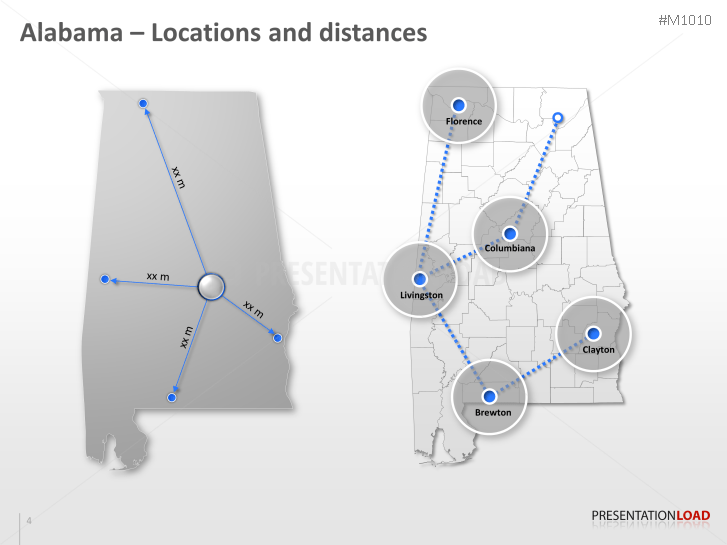 PowerPoint Map Alabama Counties (USA) | PresentationLoad