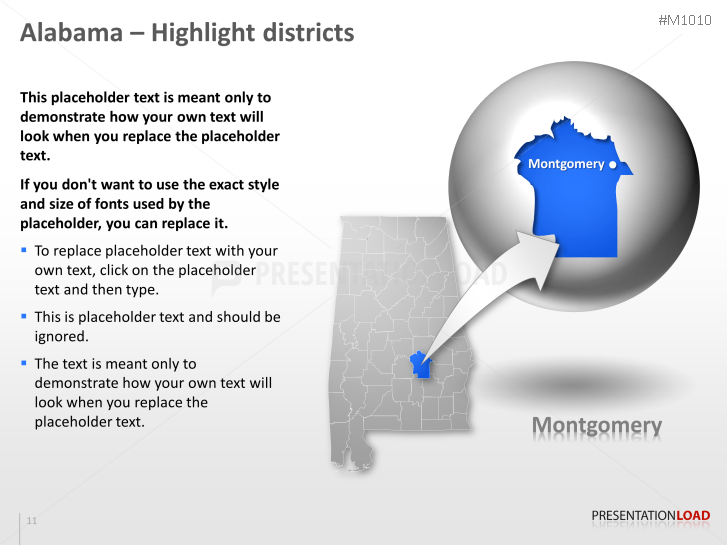 PowerPoint Map Alabama Counties (USA) | PresentationLoad