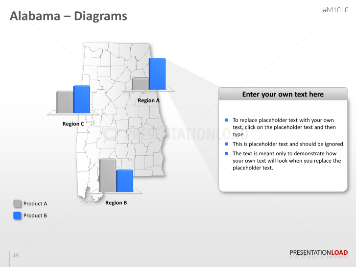 PowerPoint Map Alabama Counties (USA) | PresentationLoad