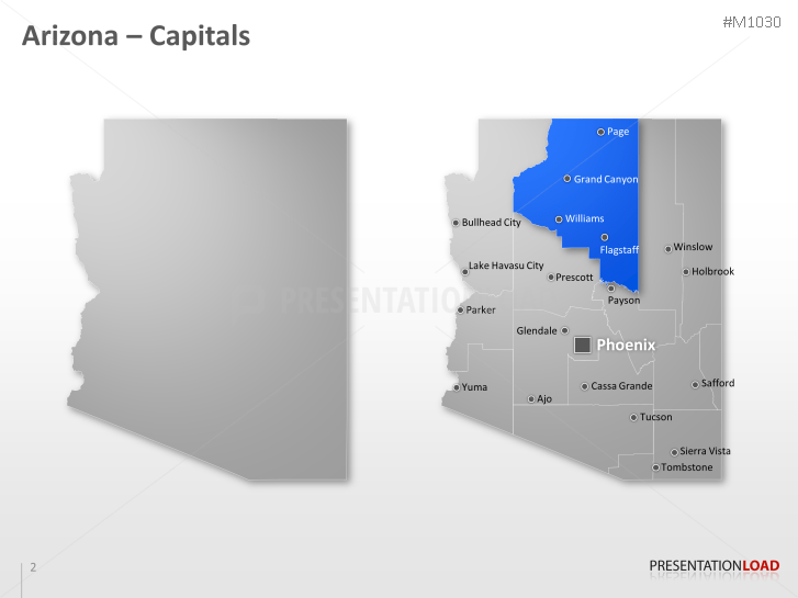 PowerPoint Map Arizona Counties (USA) | PresentationLoad