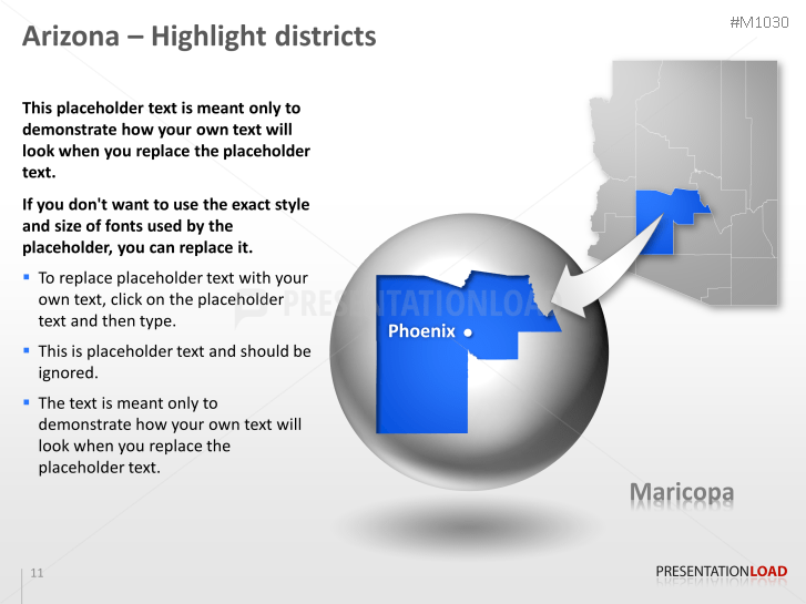 PowerPoint Map Arizona Counties (USA) | PresentationLoad