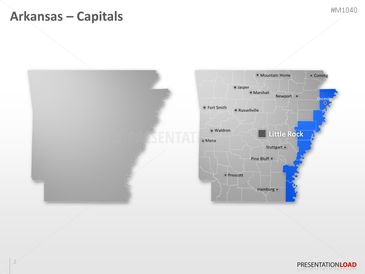 PowerPoint Maps Arkansas Counties (USA) | PresentationLoad