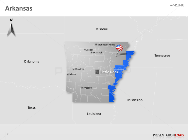 PowerPoint Maps Arkansas Counties (USA) | PresentationLoad