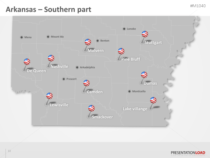 PowerPoint Maps Arkansas Counties (USA) | PresentationLoad