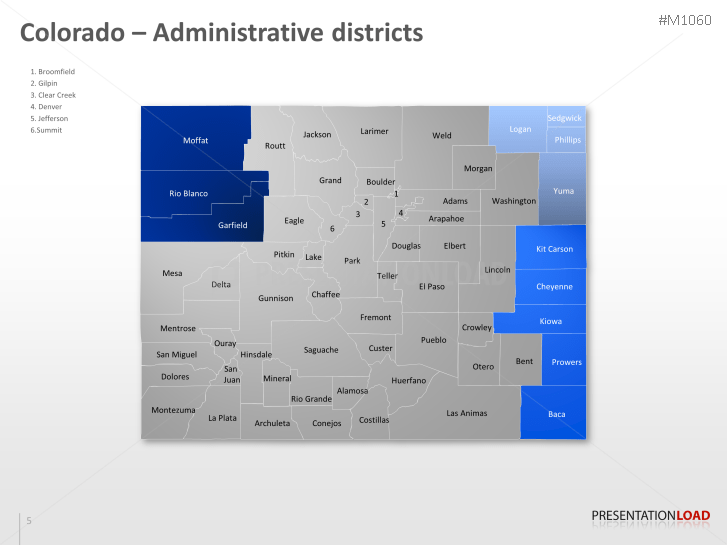 PowerPoint Map Colorado Counties (USA) | PresentationLoad