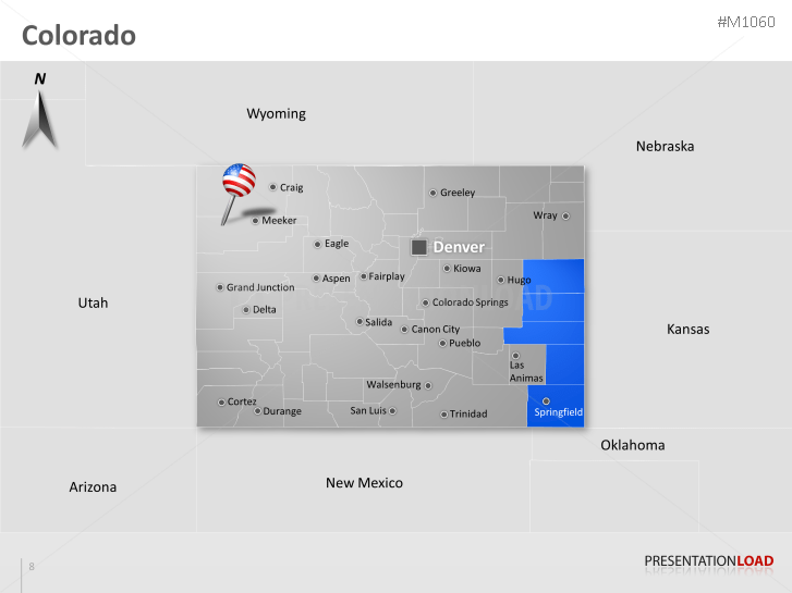 PowerPoint Map Colorado Counties (USA) | PresentationLoad