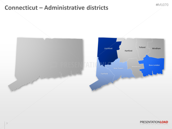 PowerPoint Map Connecticut Counties (USA) | PresentationLoad