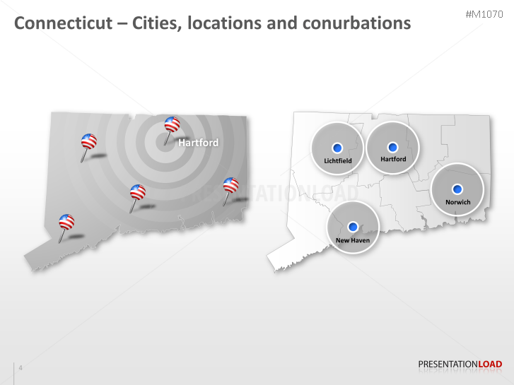 PowerPoint Map Connecticut Counties (USA) | PresentationLoad