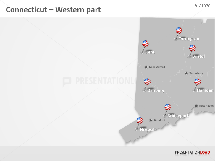 PowerPoint Map Connecticut Counties (USA) | PresentationLoad