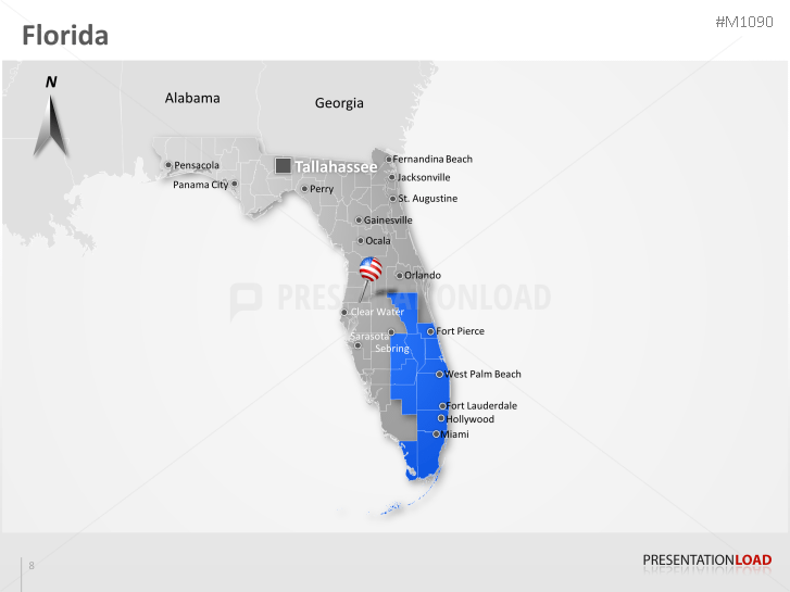 PowerPoint Map Florida Counties (USA) | PresentationLoad