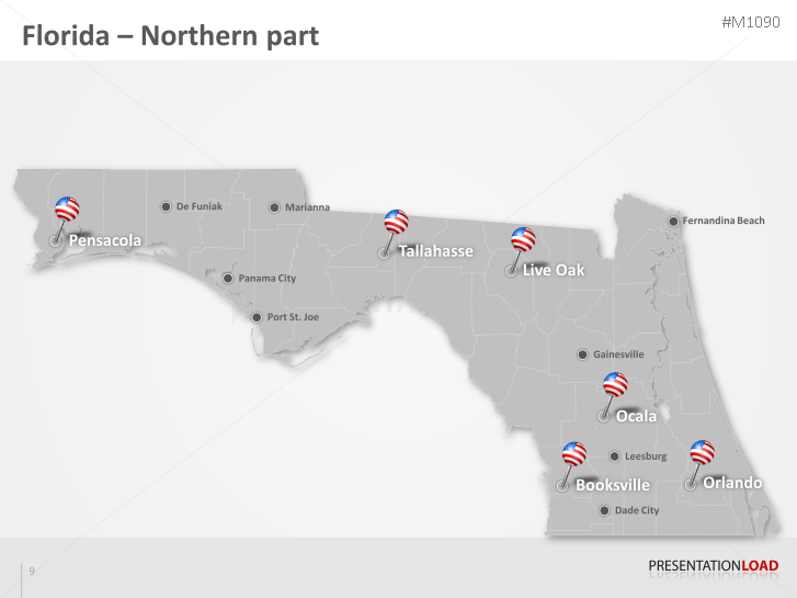 PowerPoint Map Florida Counties (USA) | PresentationLoad