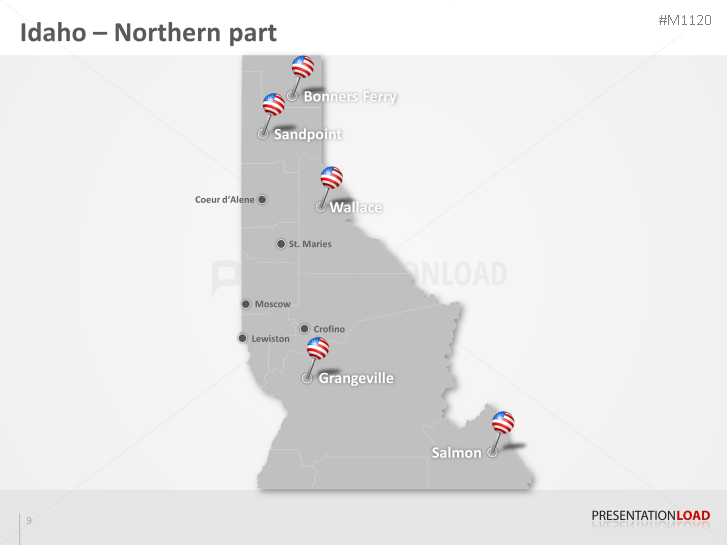 PowerPoint Map Idaho Counties | PresentationLoad