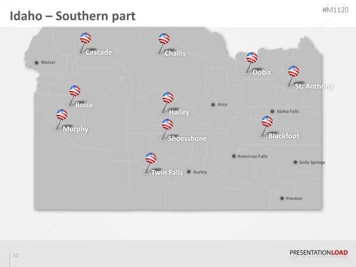 PowerPoint Map Idaho Counties | PresentationLoad