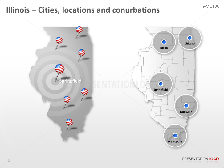 PowerPoint Map Illinois Counties (USA) | PresentationLoad