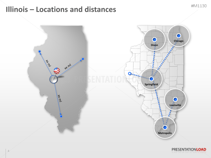 PowerPoint Map Illinois Counties (USA) | PresentationLoad