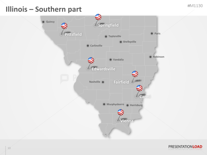 PowerPoint Map Illinois Counties (USA) | PresentationLoad