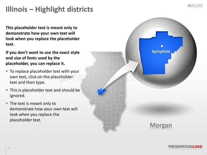PowerPoint Map Illinois Counties (USA) | PresentationLoad
