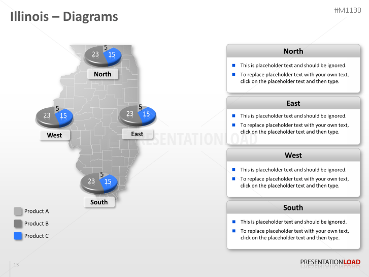 PowerPoint Map Illinois Counties (USA) | PresentationLoad