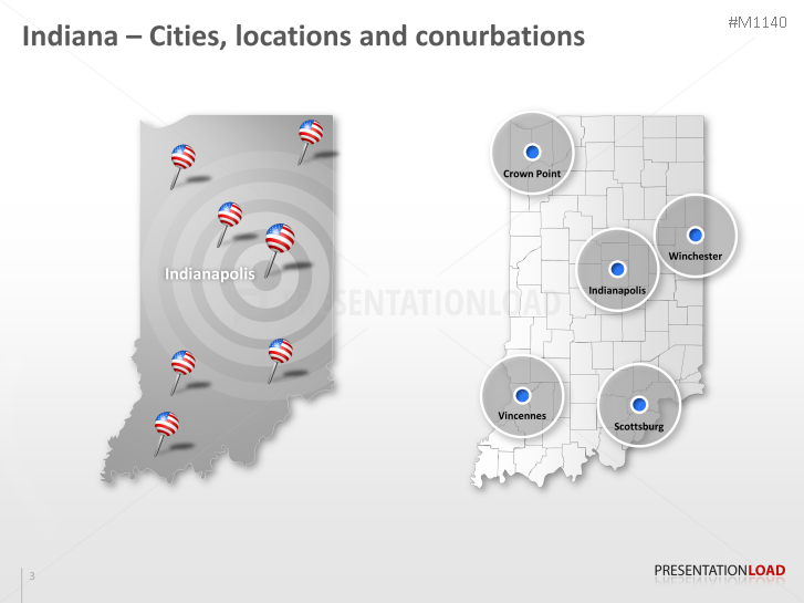 PowerPoint Map Indiana Counties (USA) | PresentationLoad