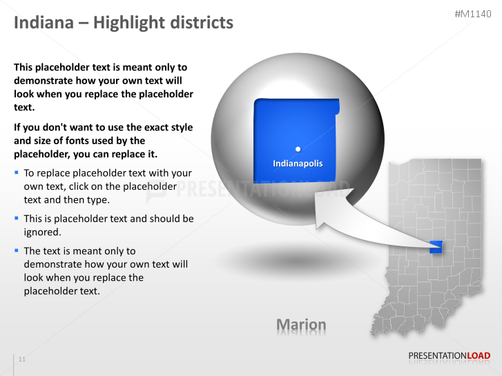 PowerPoint Map Indiana Counties (USA) | PresentationLoad