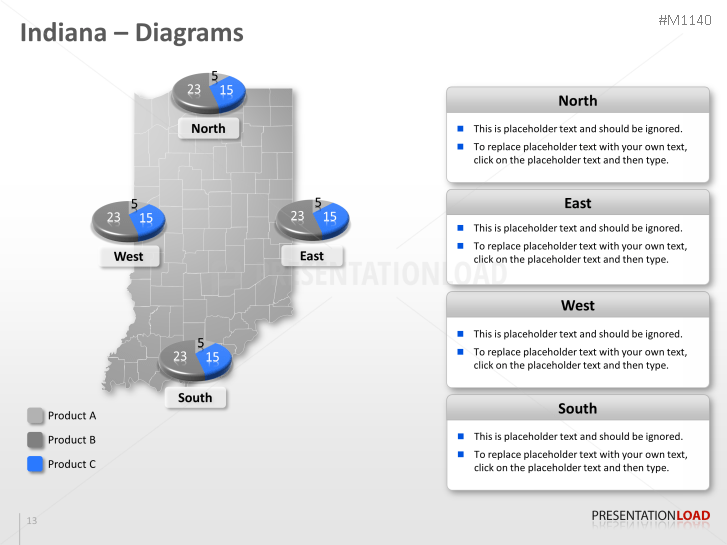 PowerPoint Map Indiana Counties (USA) | PresentationLoad
