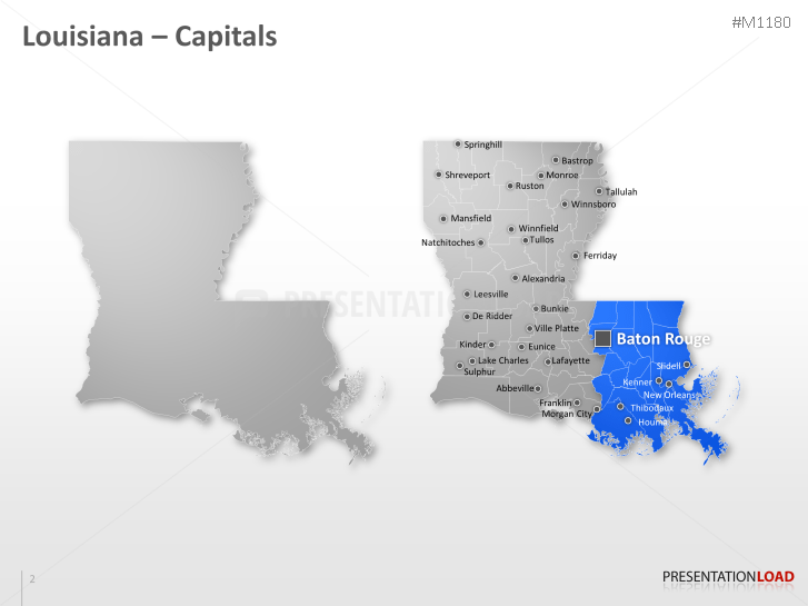 PowerPoint Map Louisiana Counties (USA) | PresentationLoad