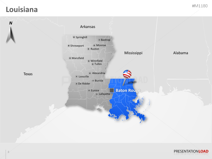 PowerPoint Map Louisiana Counties (USA) | PresentationLoad