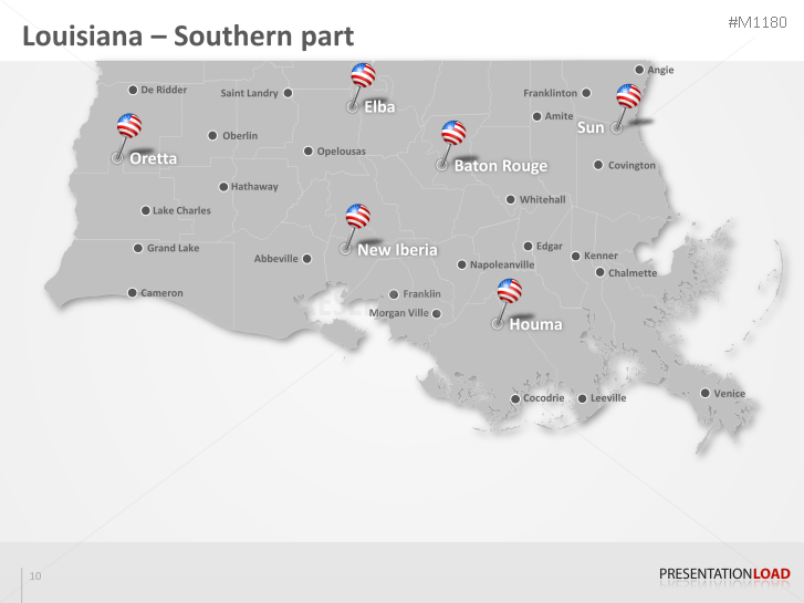 PowerPoint Map Louisiana Counties (USA) | PresentationLoad