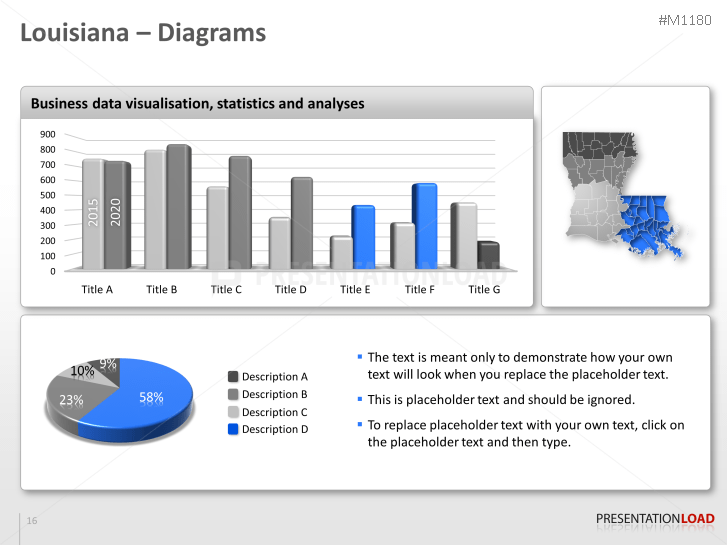 PowerPoint Map Louisiana Counties (USA) | PresentationLoad