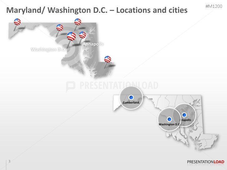 PowerPoint Map Maryland Counties (USA) | PresentationLoad