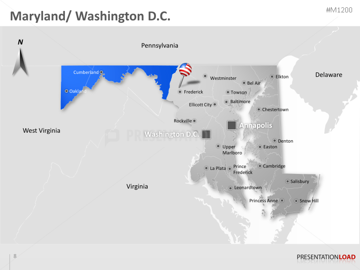 PowerPoint Map Maryland Counties (USA) | PresentationLoad