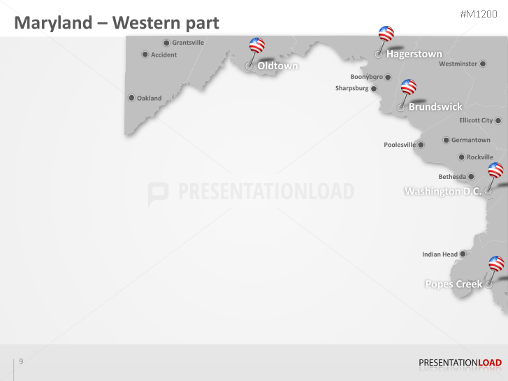 PowerPoint Map Maryland Counties (USA) | PresentationLoad