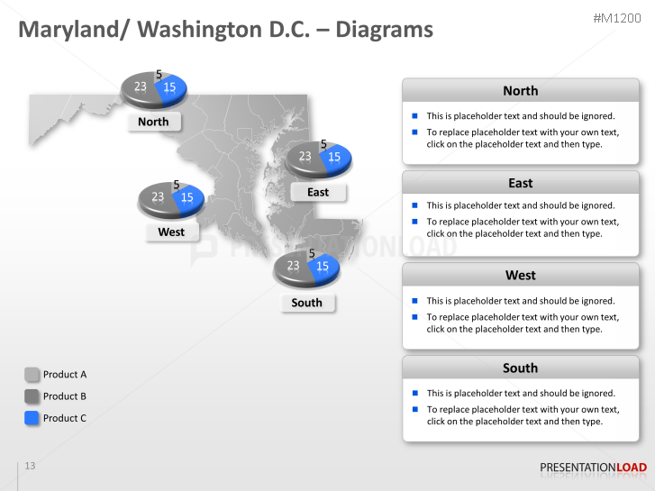 PowerPoint Map Maryland Counties (USA) | PresentationLoad