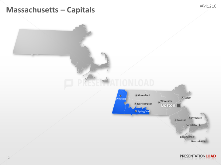 PowerPoint Map Massachusetts Counties (USA) | PresentationLoad