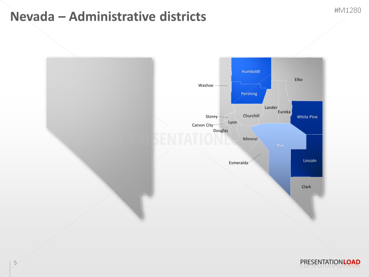 PowerPoint Map Nevada Counties (USA) | PresentationLoad